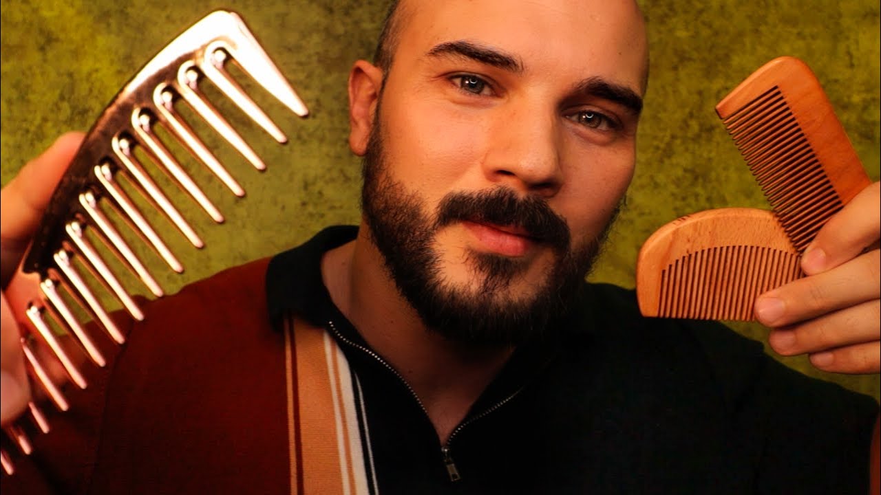 Most Relaxing ASMR 'Hair Combing' Face Treatment - Face Brushing (Male ...