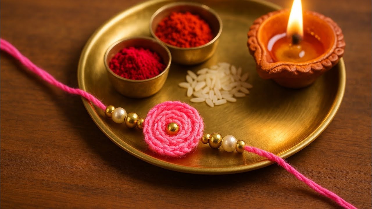 How to Make easy Rakhi at home from wool / Handmade Rakhi Making from ...
