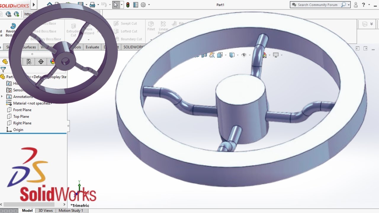 Solidworks : Hand Wheel Modeling - YouTube