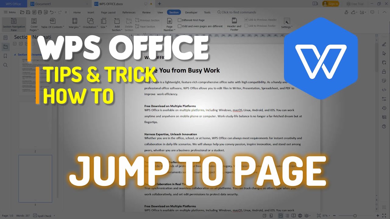 WPS Office Word How To Jump To Page - YouTube