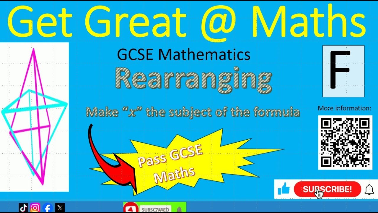 GCSE maths foundation rearranging OR make x the subject of the formula ...