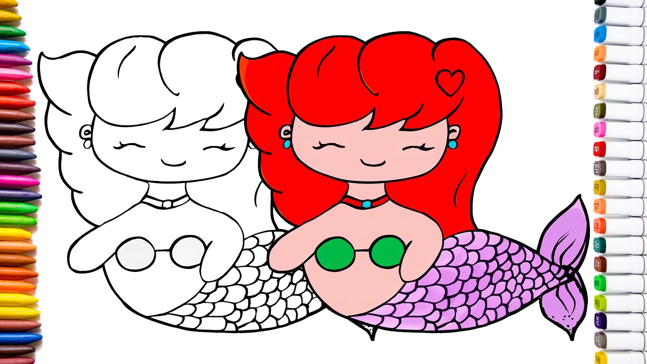 Draw cute DISNEY MERMAID 🐠🧜‍♀️ 🧜‍♀️🐡 🐟| Step by Step | Easy drawing for ...