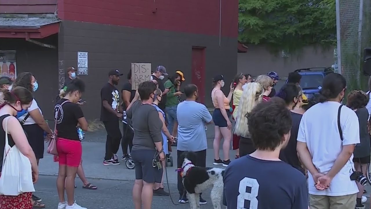 'Disarm PSU police' group marches on campus - YouTube