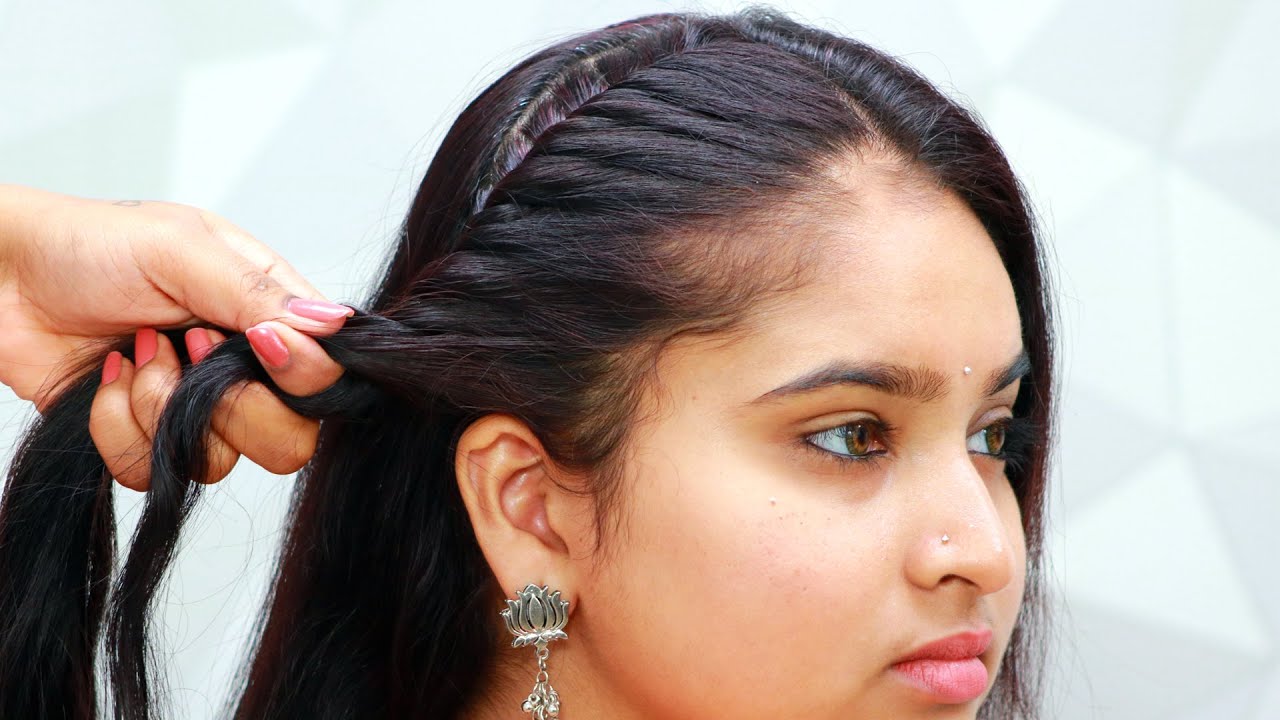 Simple Front Hairstyle for Everyday | Hairstyles for Girls | hairstyles ...