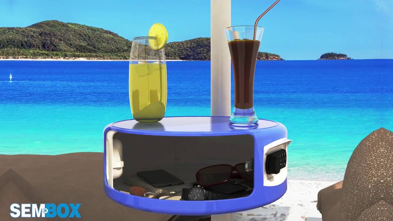 SEMBOX Beach umbrella electronic safe box video - YouTube