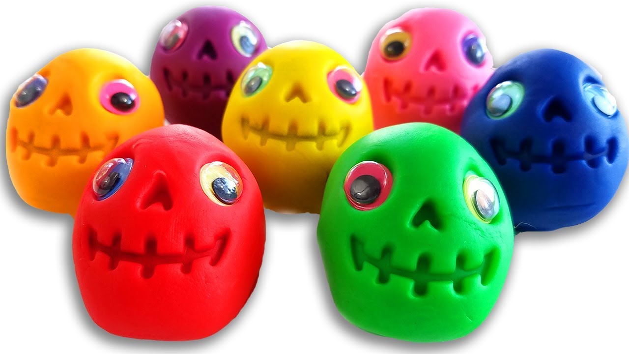 Learn Colors with Skeleton Face Play Doh Molds - YouTube