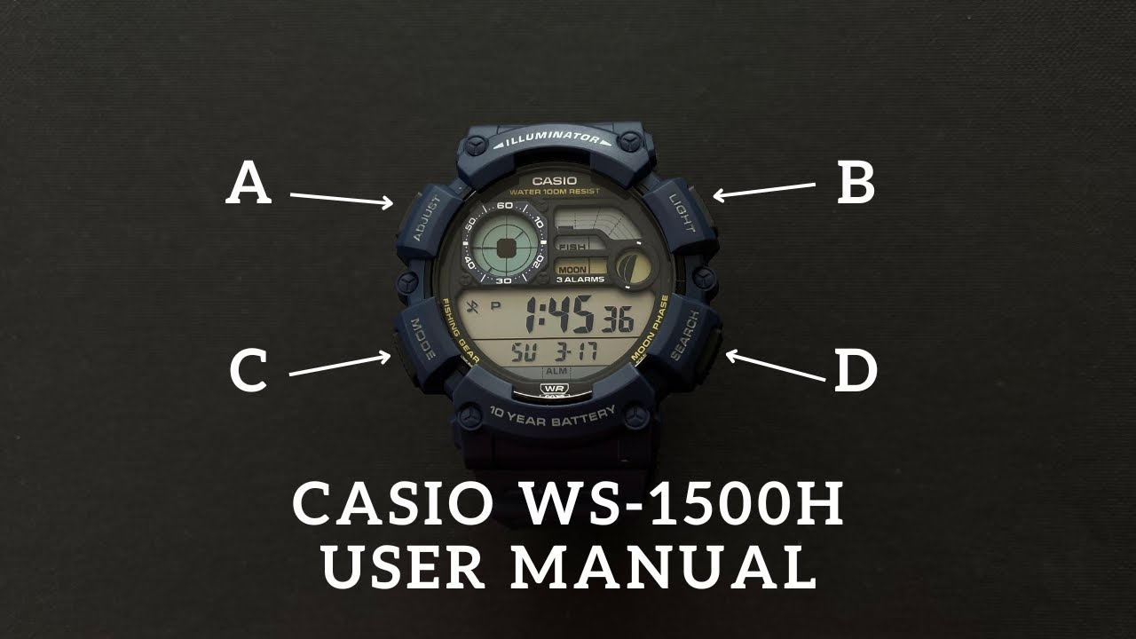 Casio WS-1500H User Manual How To Set The Time - YouTube