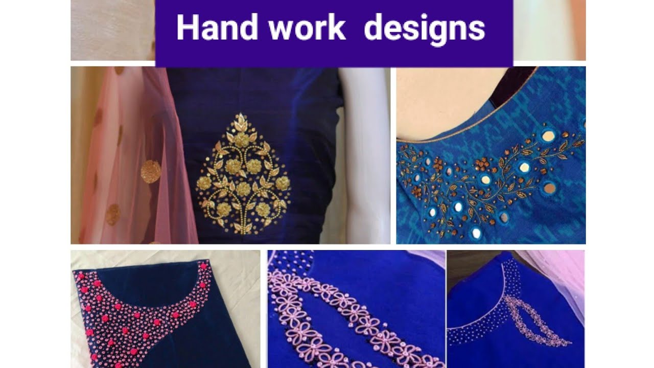 Hand work designs # Dress materials# Hanila Fashions - YouTube