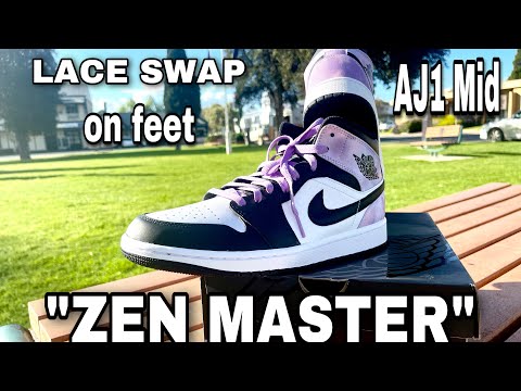 LACE SWAP/AIR JORDAN 1 MID SE “ZEN MASTER” on feet