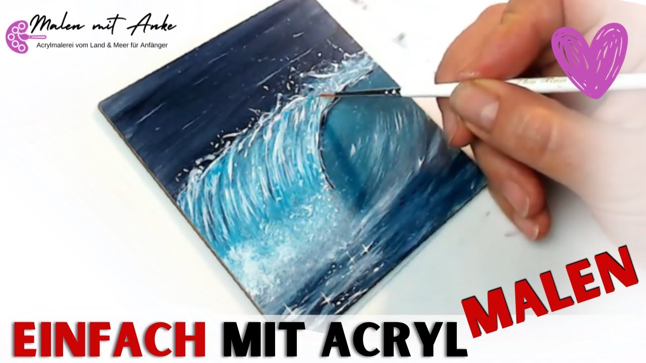 Leicht mit Acryl eine Meereswelle malen - Malidee - YouTube