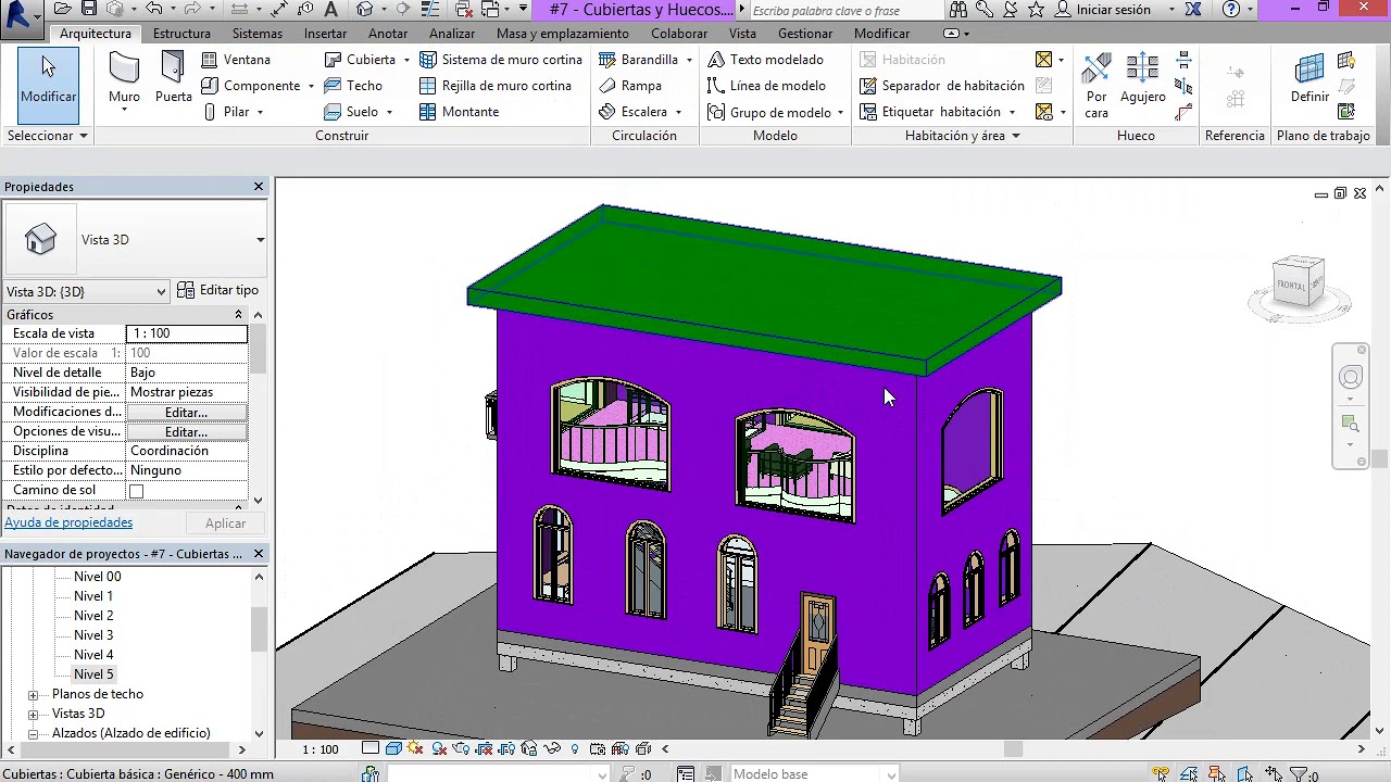 #6 - REVIT ARQUITECTURA: CUBIERTAS Y HUECO - YouTube