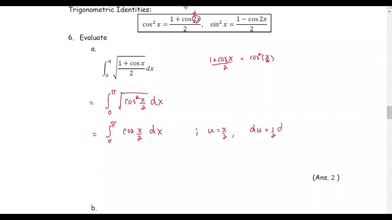M204 Sec7_3 Trig Integrals - Eliminating Square Roots - YouTube