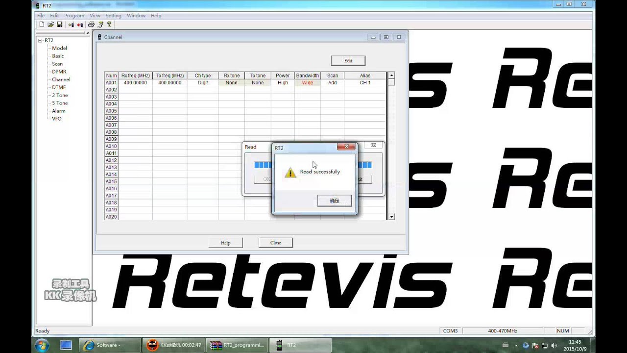 A9107A RETEVIS RT2 how to write the frequency - YouTube