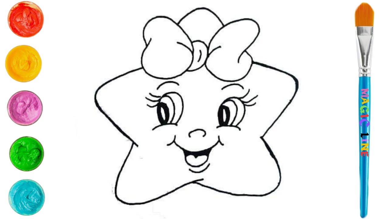 Drawing a star for kids|Drawing and coloring a cute star | Drawing a ...