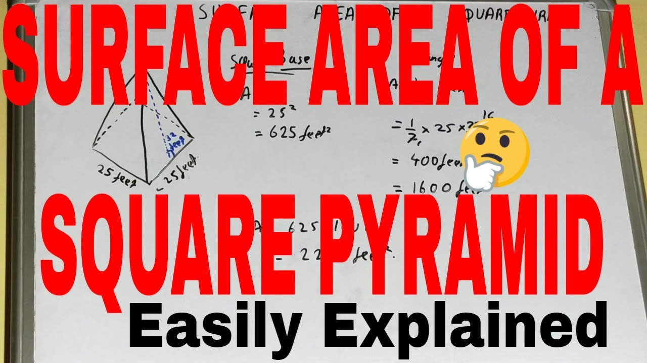 How to calculate surface area of square pyramid|Surface area of square ...