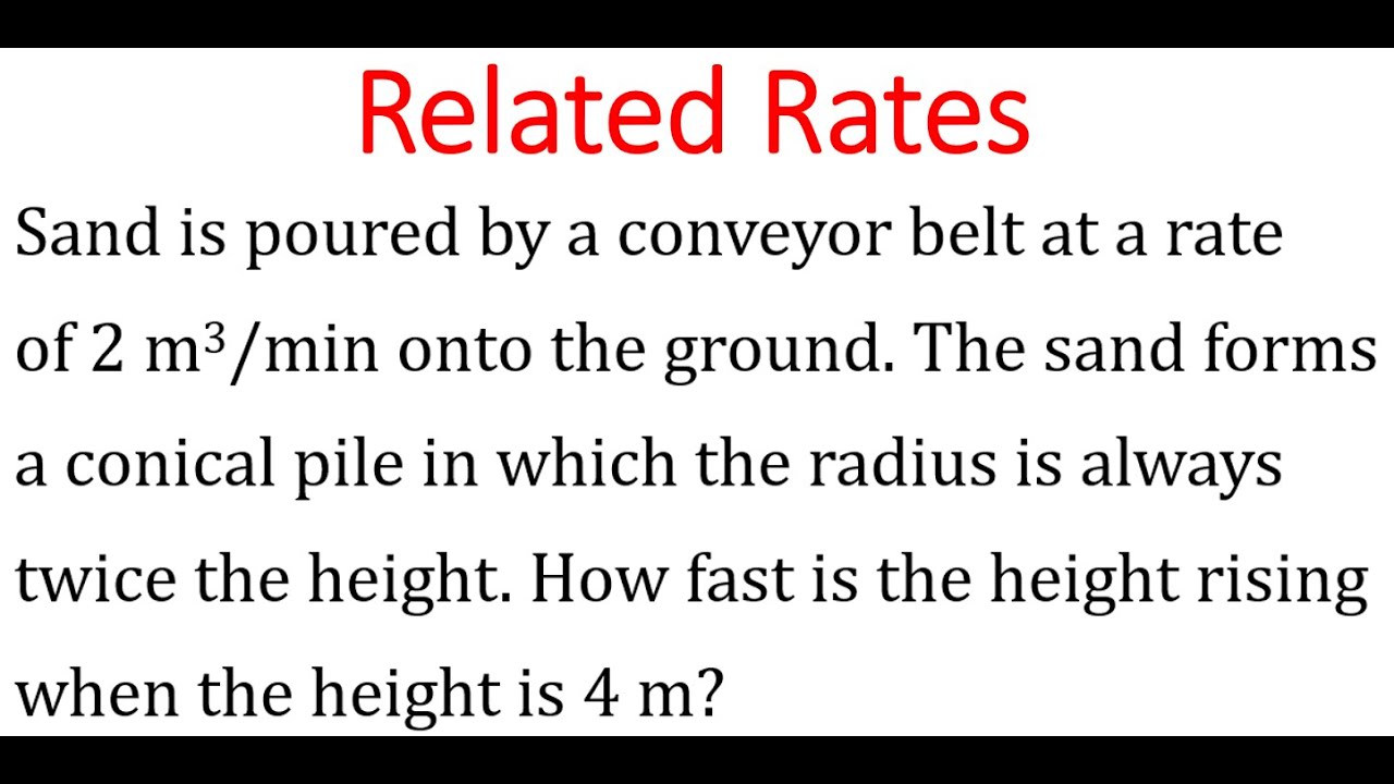 How Fast Is HEIGHT Of Conical Sand Pile Rising At h = 4 m? - YouTube