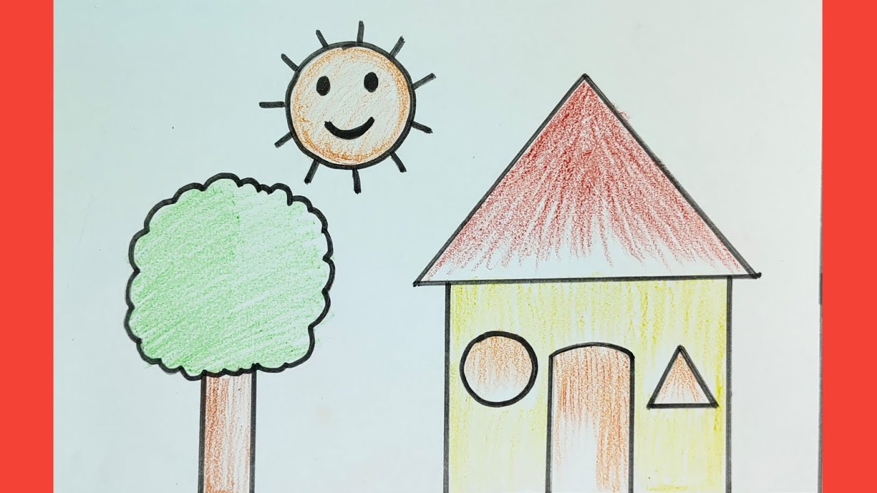 House Drawing - Ghar Drawing - My Home Art - Step By Step Drawings ...