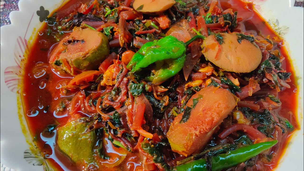 জলপাই দিয়ে লাল শাকের টক রান্নার রেসিপি || Sheuli's family - YouTube