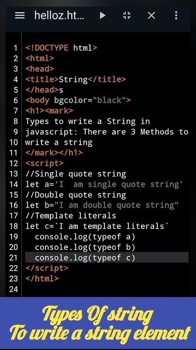 Types Of String To Write A String In Javascript Javascipt Strings Learncoding Youtube