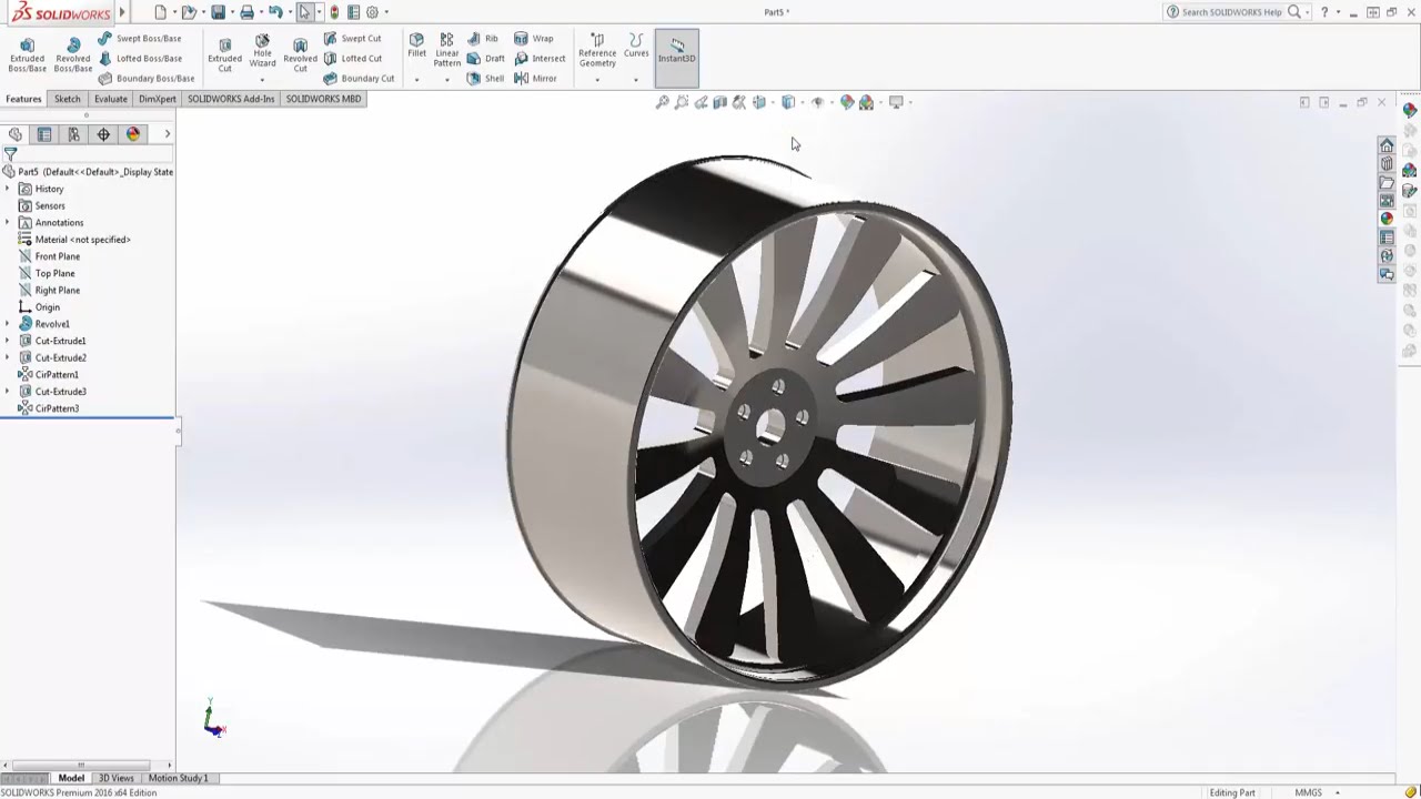 SOLIDWORKS TUTORIAL How to Make a Rim - YouTube