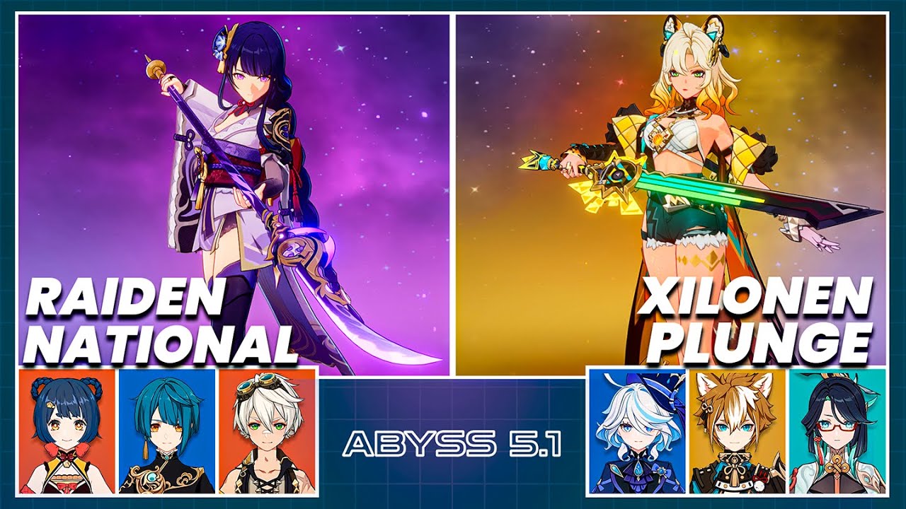 NEW Spiral Abyss 5.1 | C0 Raiden National & C0 Xilonen Plunge - Floor ...