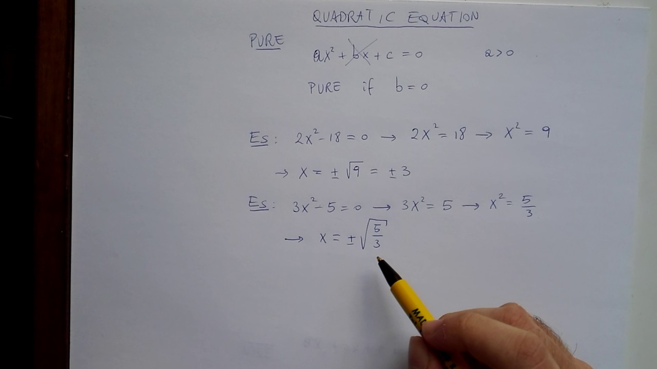 Quadratic Equations - Pure Equations - YouTube