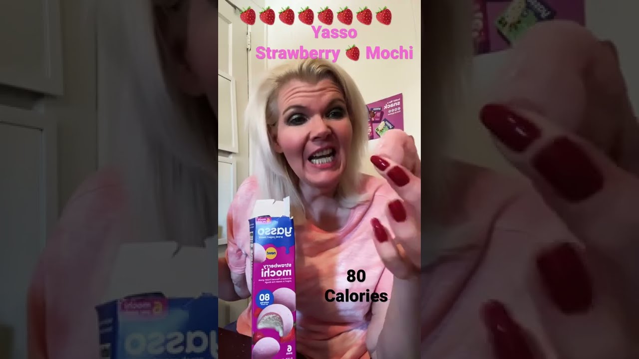 YASSO STRAWBERRY MOCHI FROZEN GREEK YOUGURT ASMR FOOD EATING YUMMY ...