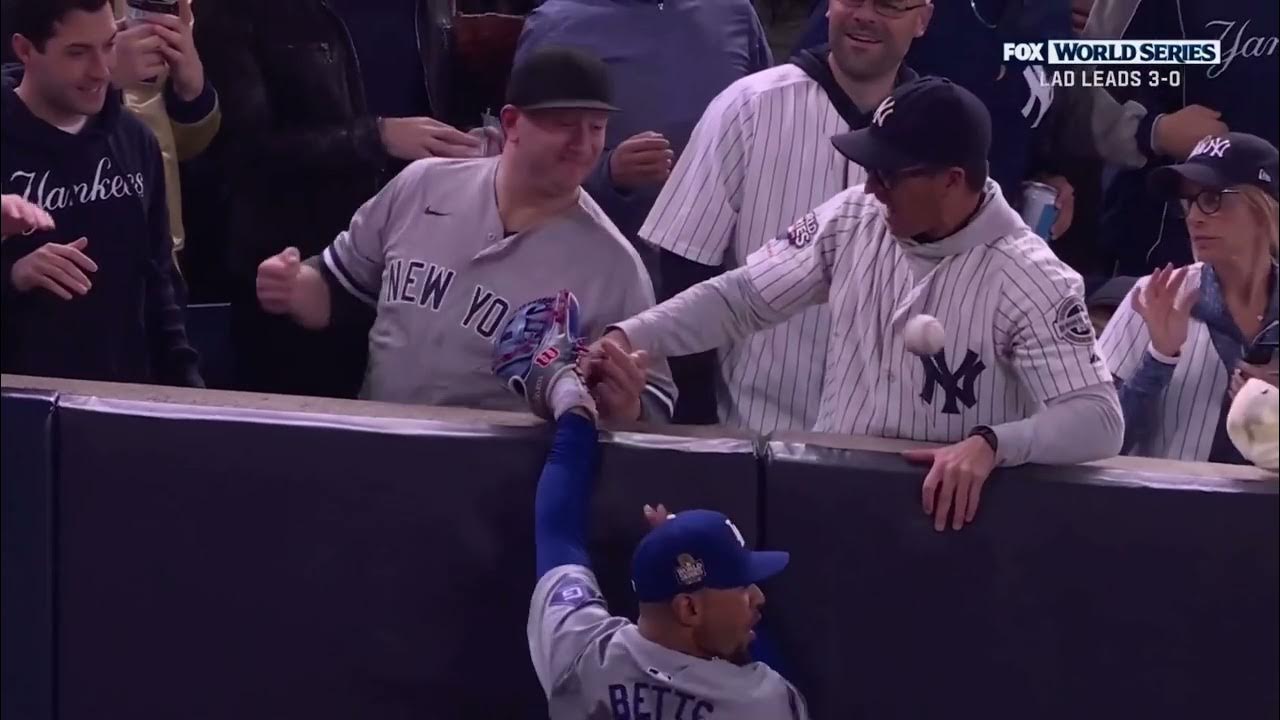 Atrocious Interference: Yankees Fan Tries to Steal Mookie Betts’ Glove in World Series Game 4 ...