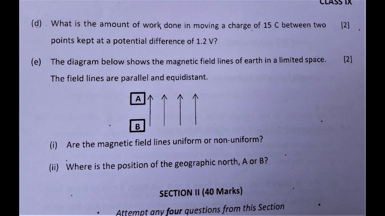 ICSE / CLASS 9 / PHYSICS / ANNUAL EXAMINATION 2020 / QUESTION PAPER ...