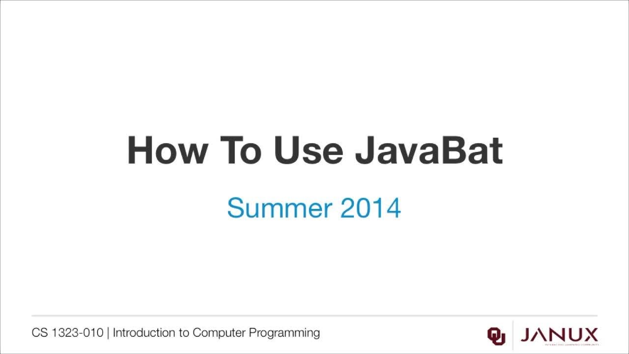 Introduction to Computer Programming - Methods - Javabat - YouTube