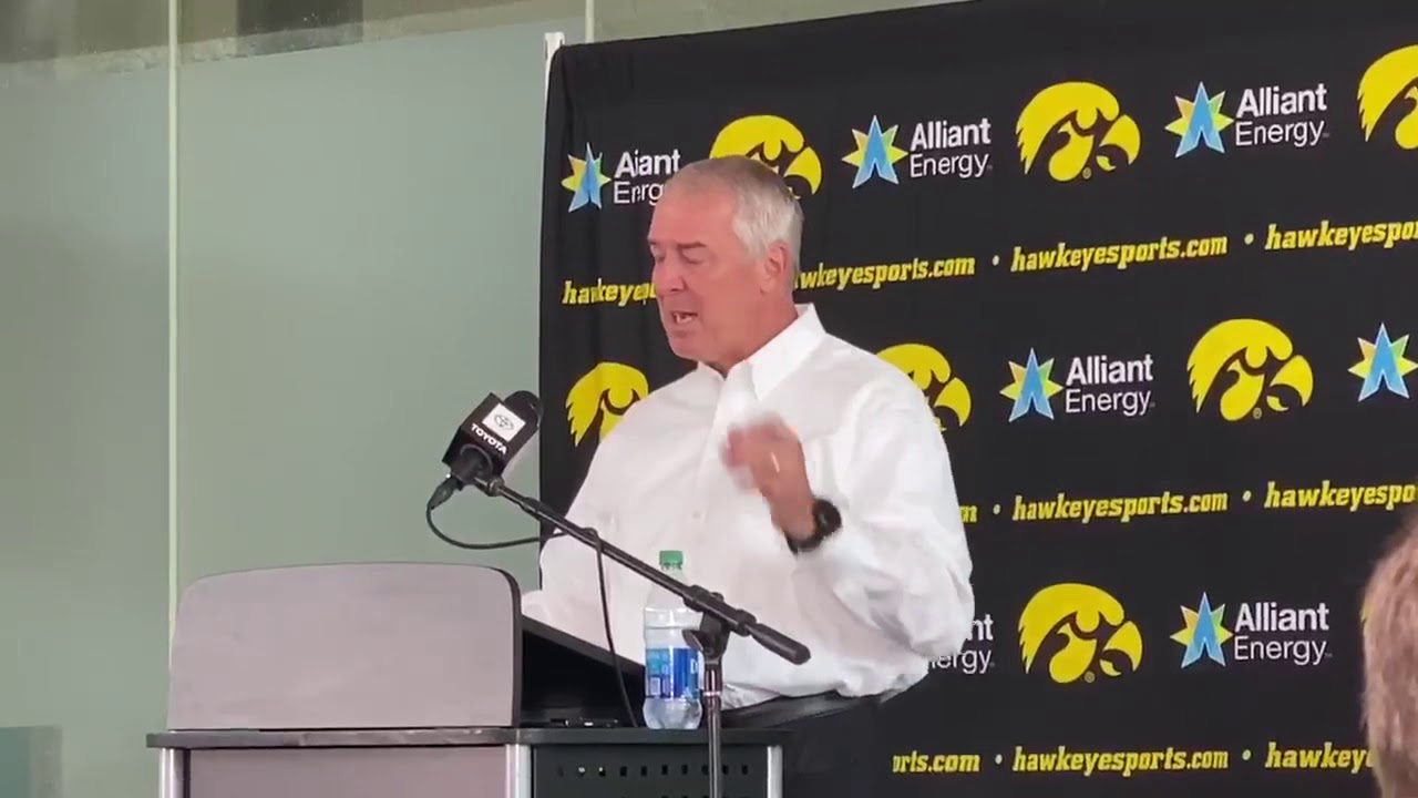 Iowa AD Barta gets emotional during press conference - YouTube