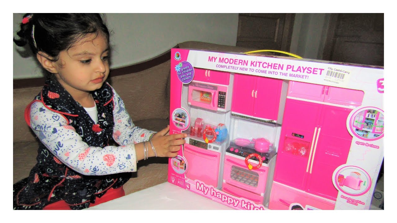 Cute Pink Kitchen Toy Cooking Food Kids Playset | kids pretend cooking ...