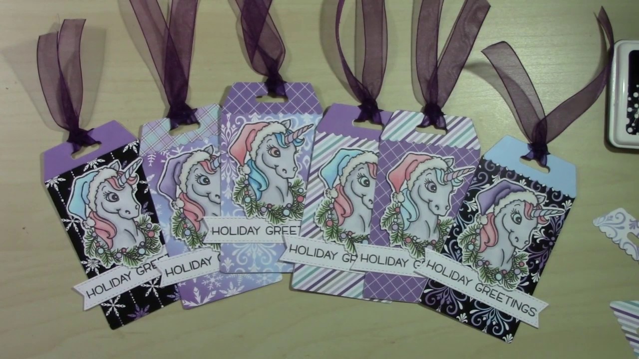 Happy Holidays Gift Tags Featuring Unicorn Christmas by Stampendous ...