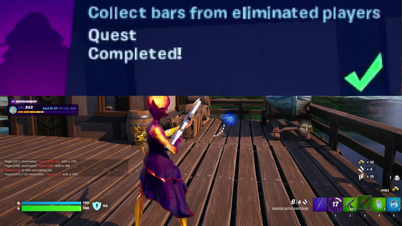Collect bars from eliminated players Fortnite - YouTube