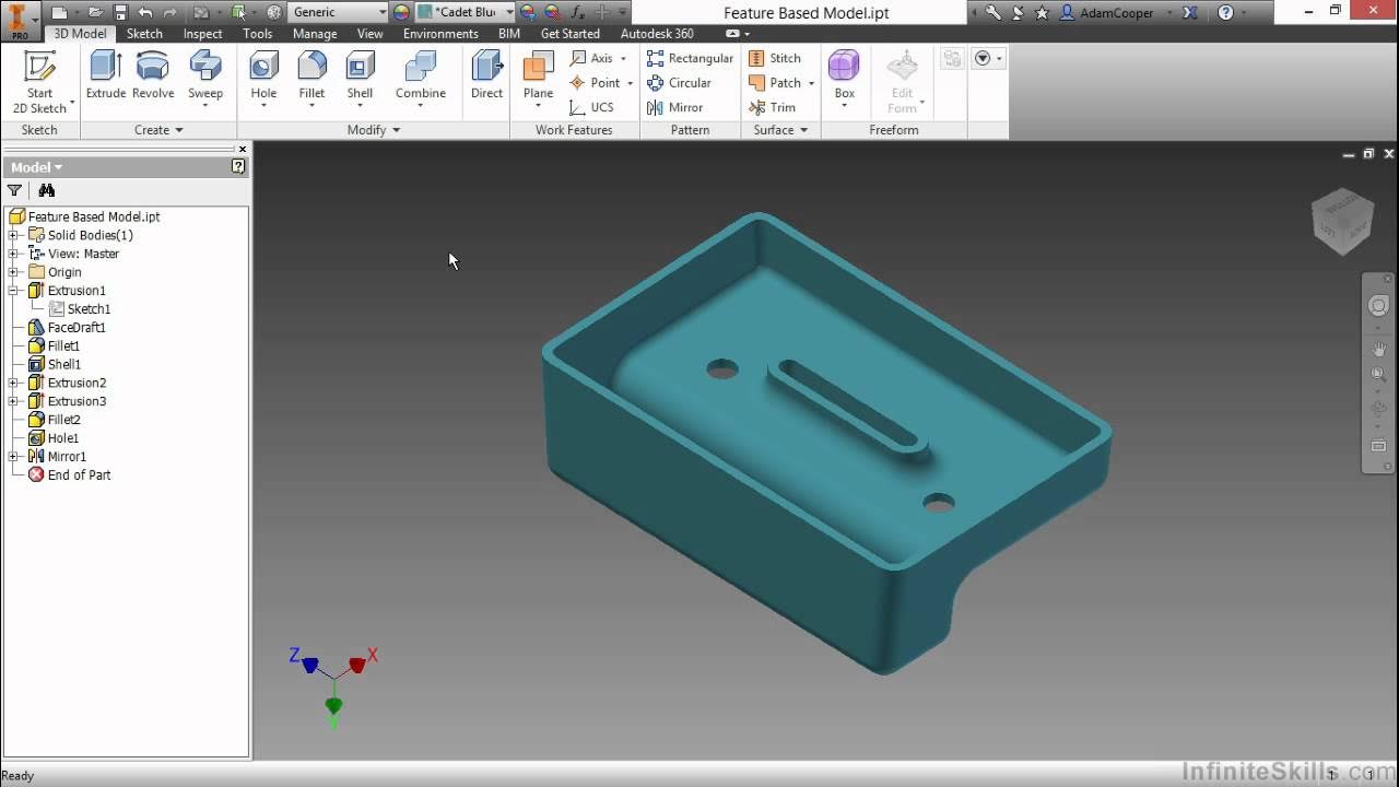 Autodesk Inventor 2015 Tutorial | Feature Based Modeling - YouTube
