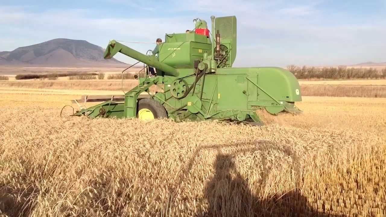 Antique John Deere 55 combine - YouTube