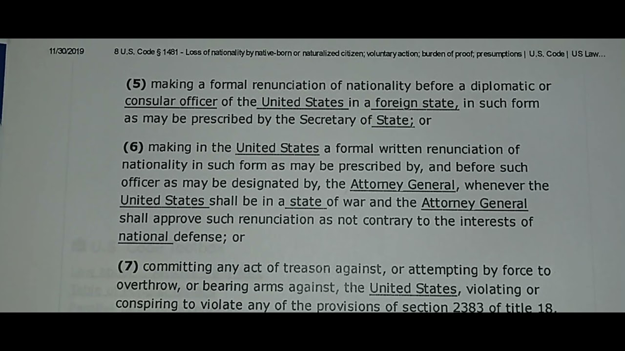 Moorish American Title 8 U.S. Code Section 1481 Loss of Nationality ...