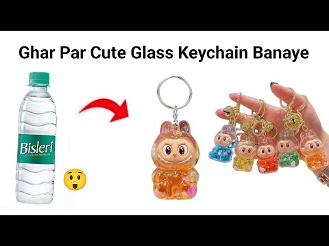 How to make Keychain from waste materials /Homemade glass keychain/DIY gift Keychain/Labubu Keychain