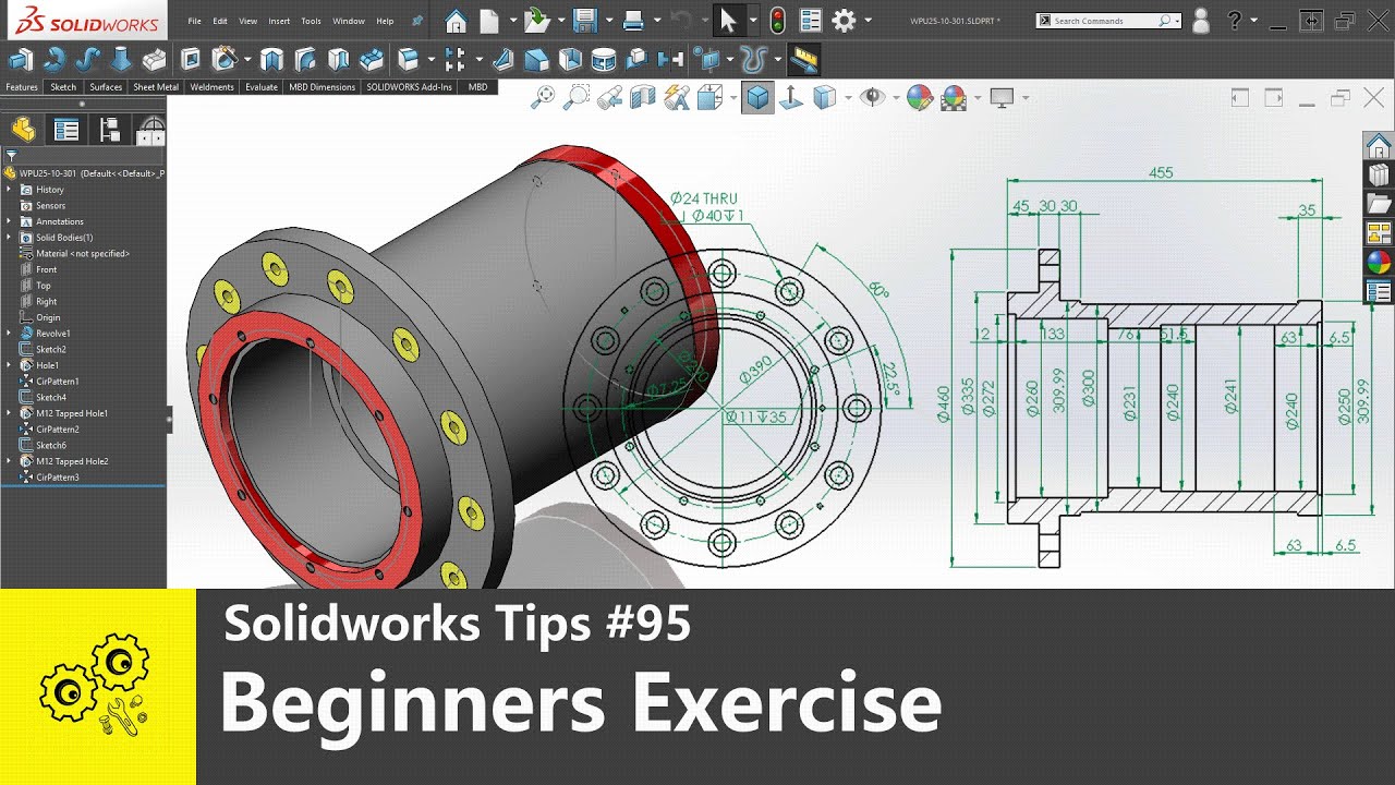 Solidworks tips #95 | Tutorial for Beginners exercise - YouTube