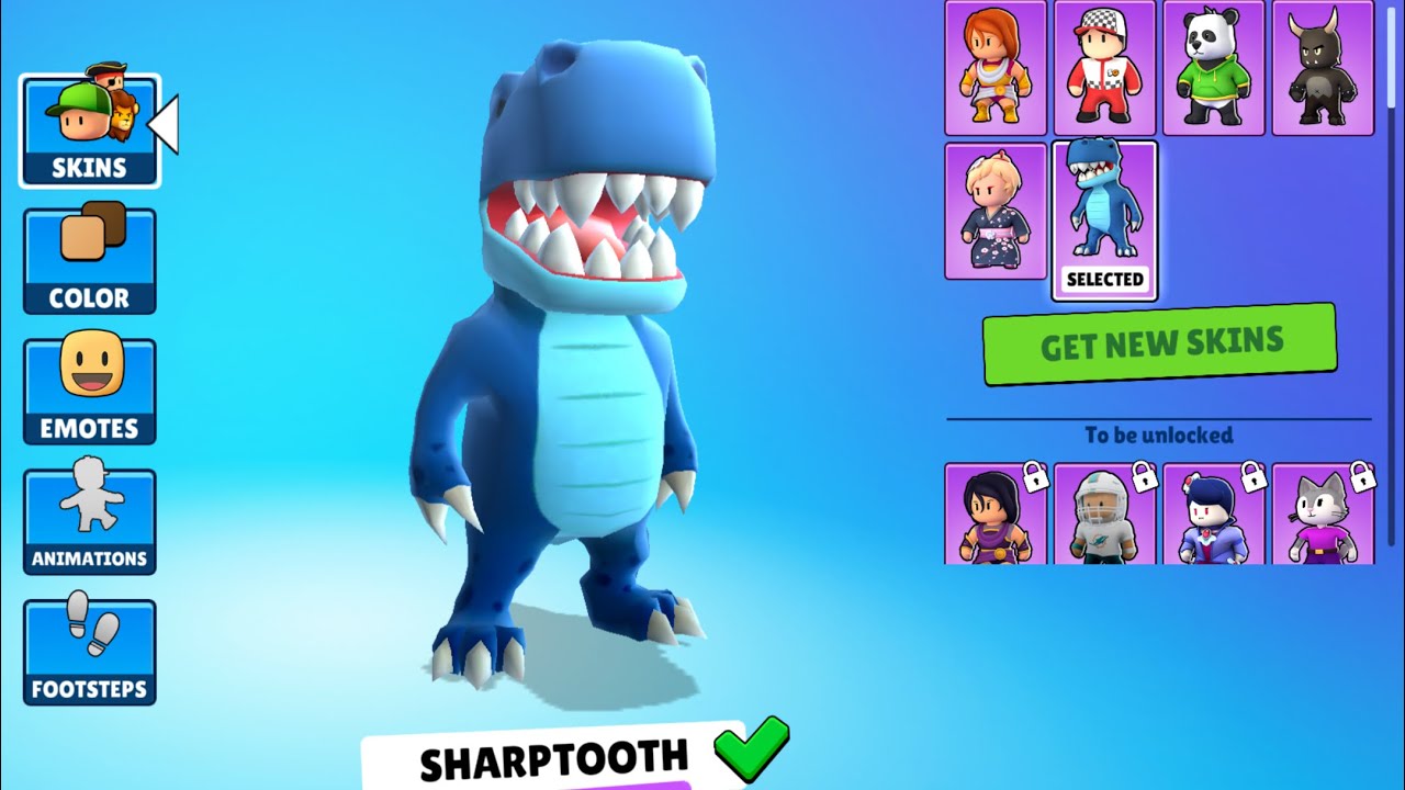 Stumble guys, got the cute sharp tooth skin 🥳 - YouTube