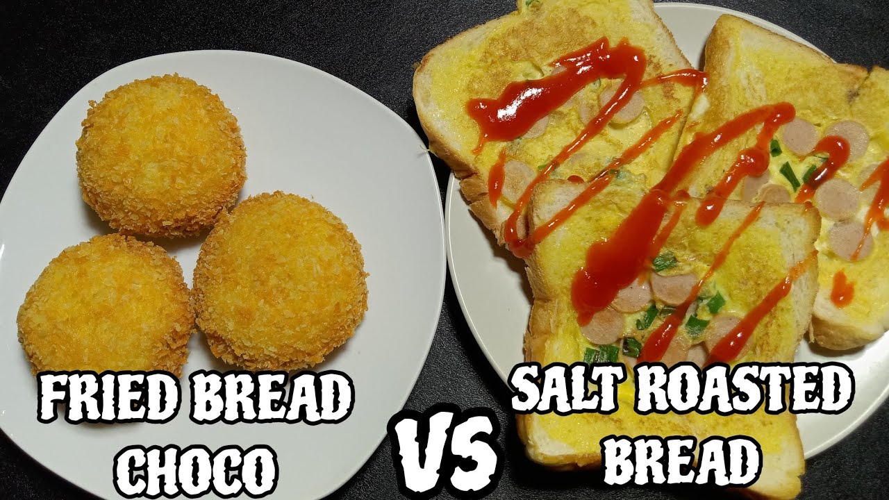FRIED BREAD CHOCO VS SALT ROASTED BREAD !! RESEP CEMILAN ENAK DARI SISA ...