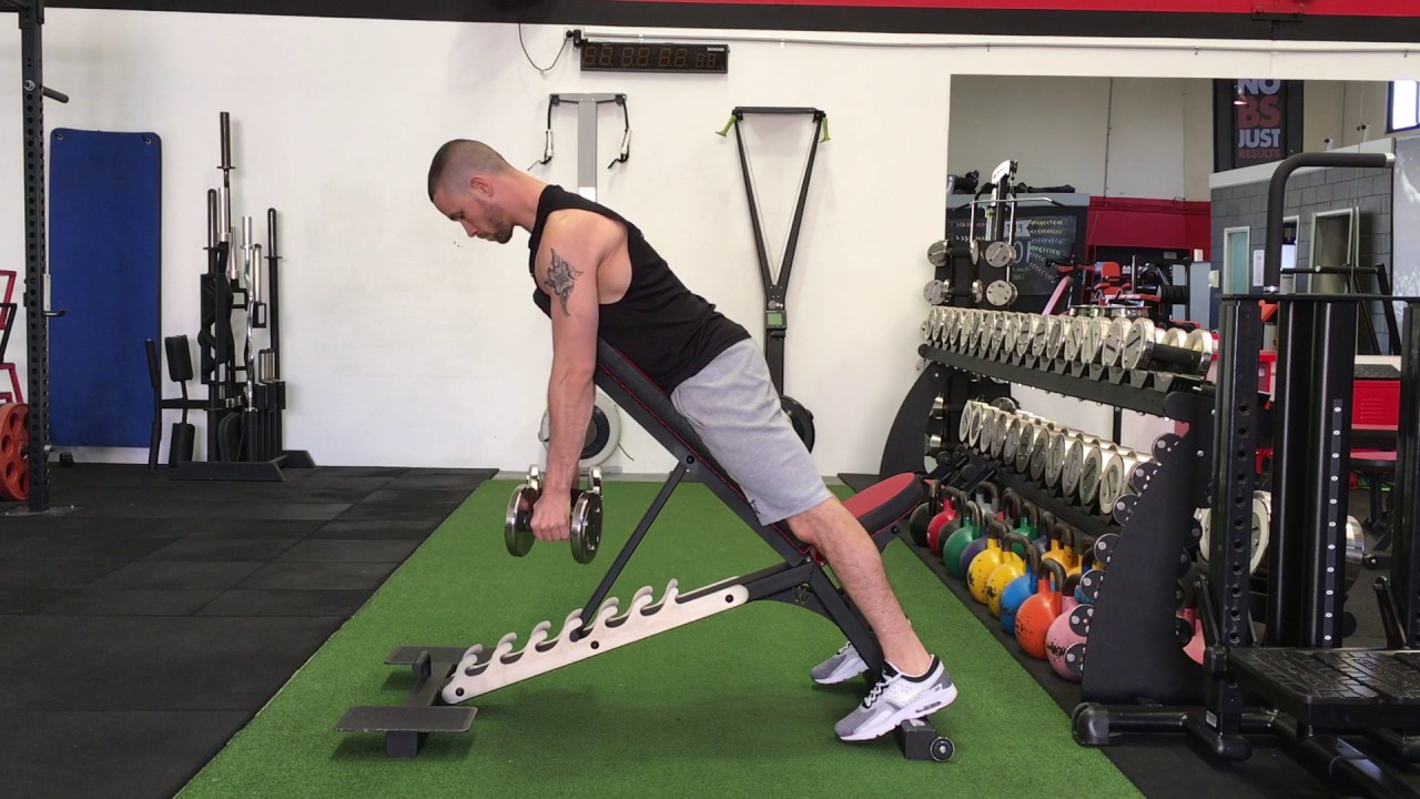 45 Deg. Prone DB Row - YouTube
