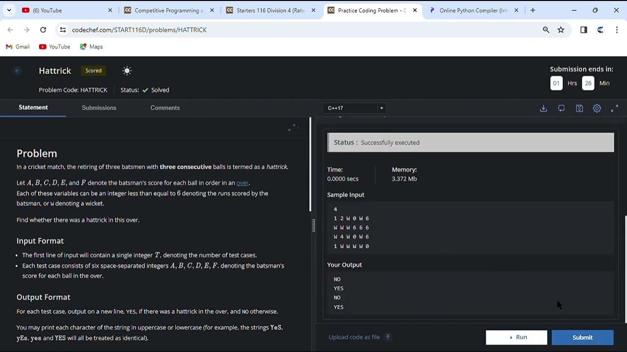 Live Codechef Contest 116 All Solution Starters 116 Youtube