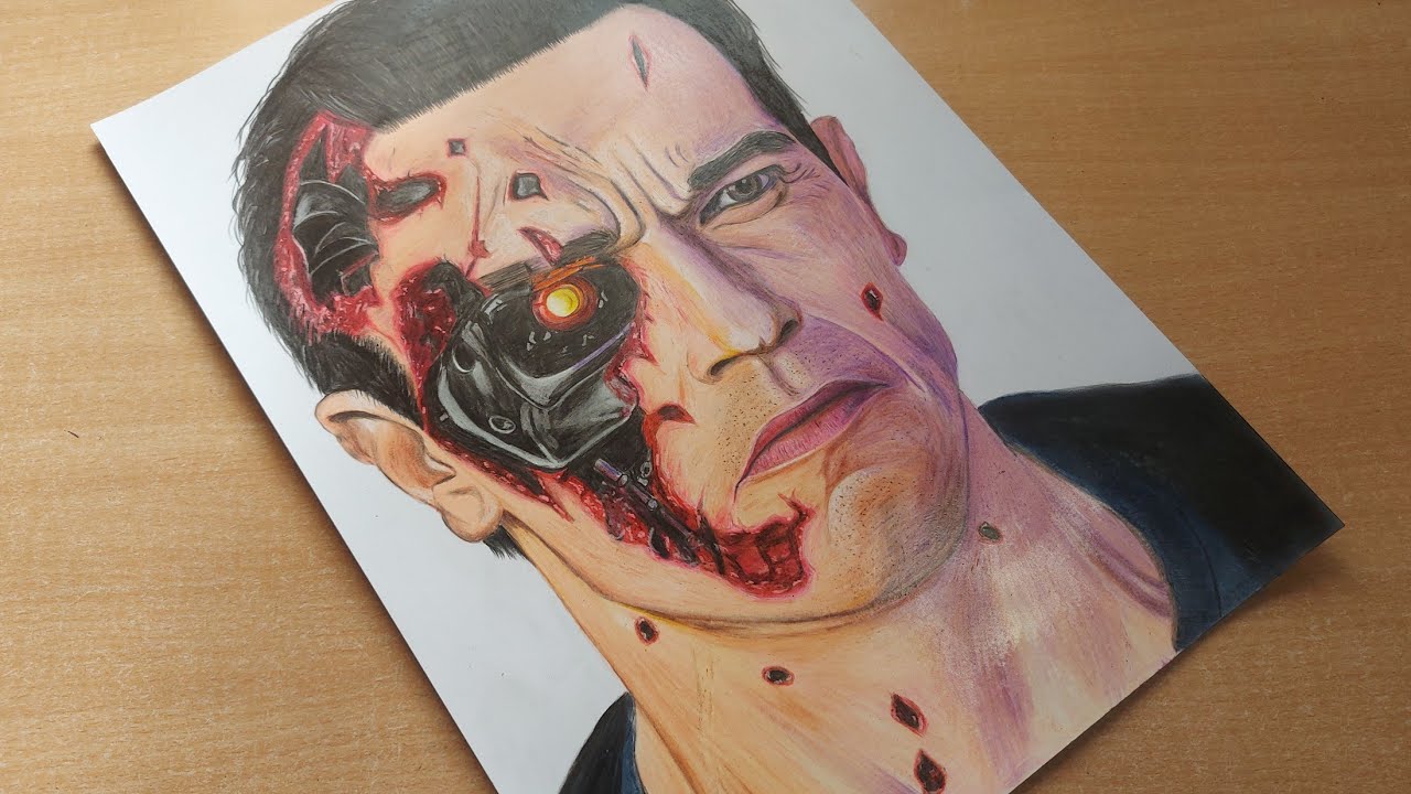 Arnold Schwarzenegger #The Terminator colour pencil and soft pastel ...