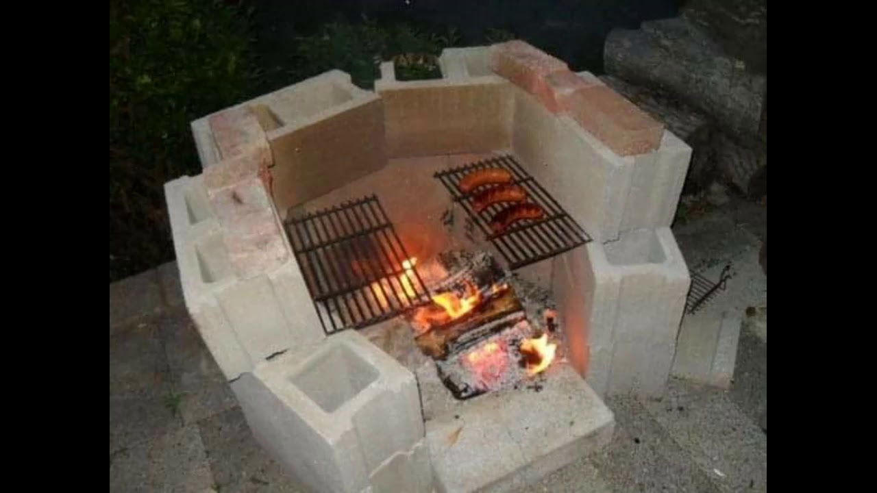 Some ideas for cooking outdoor firewood with cement blocks - YouTube