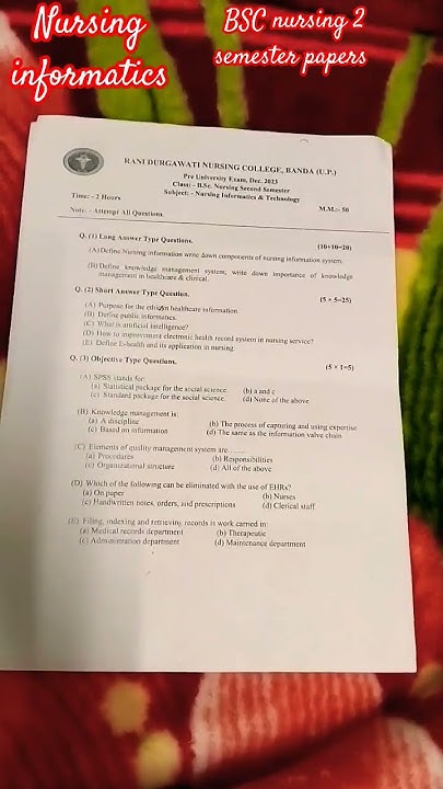 Nursing informatics BSC nursing paper second semester Abvmu class - YouTube