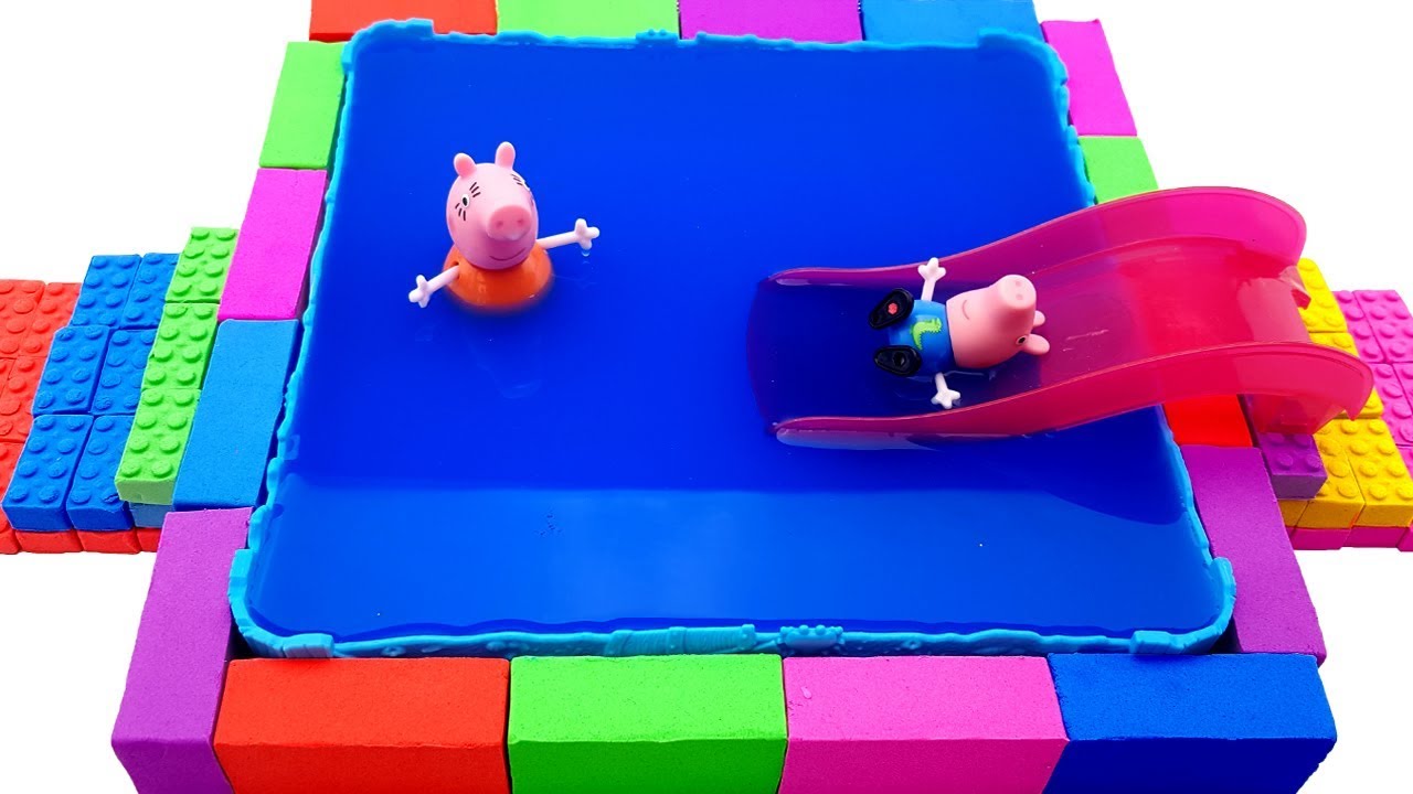 DIY How To Make Kinetic Sand Rainbow Pool Lego For Kids - YouTube