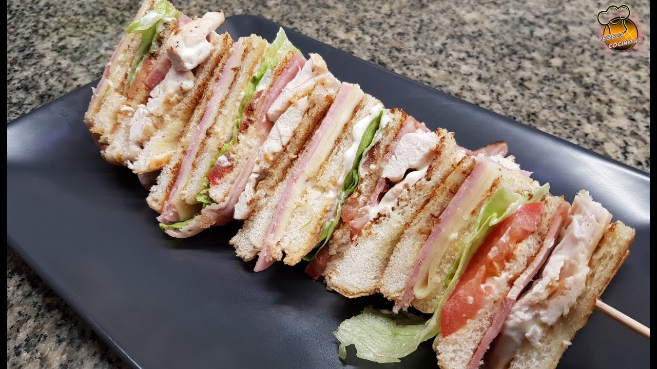 SANDWICH CLUB estilo VIPS CON POLLO - YouTube