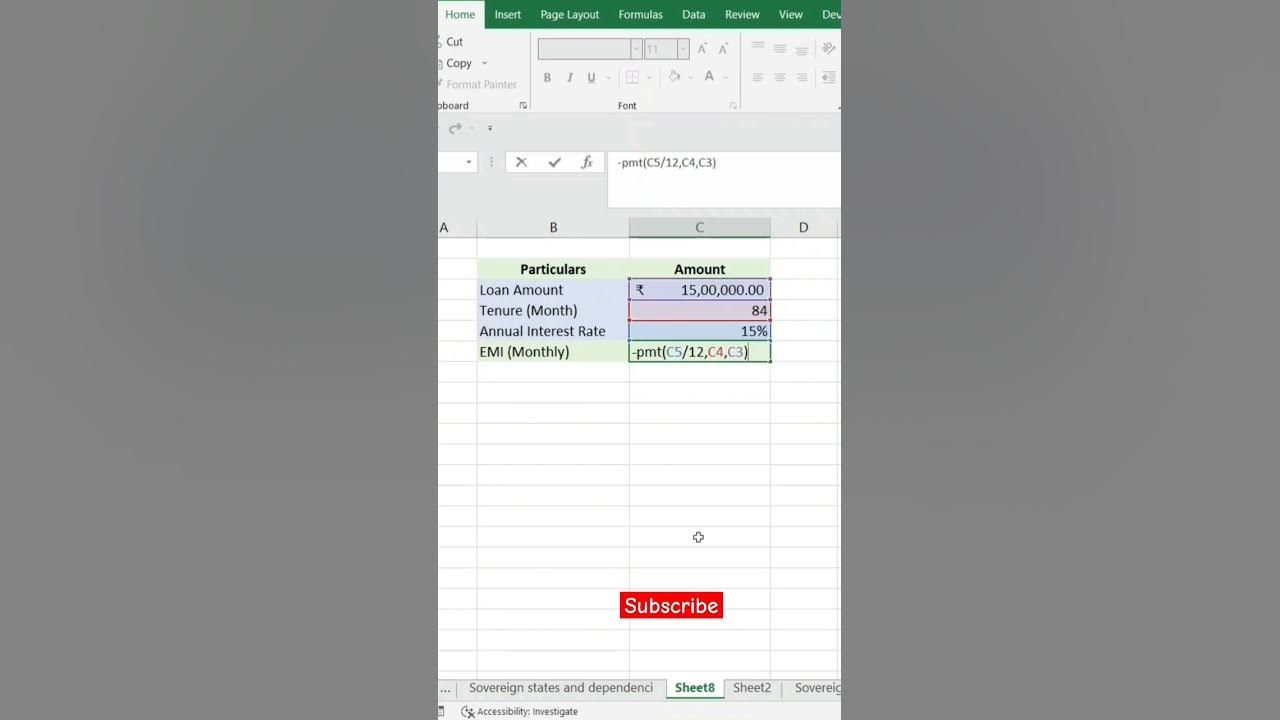 Monthly EMI Caculation #excel #mexcel #computercoding #coding #computer #chandrayaan3 #microsoft ...