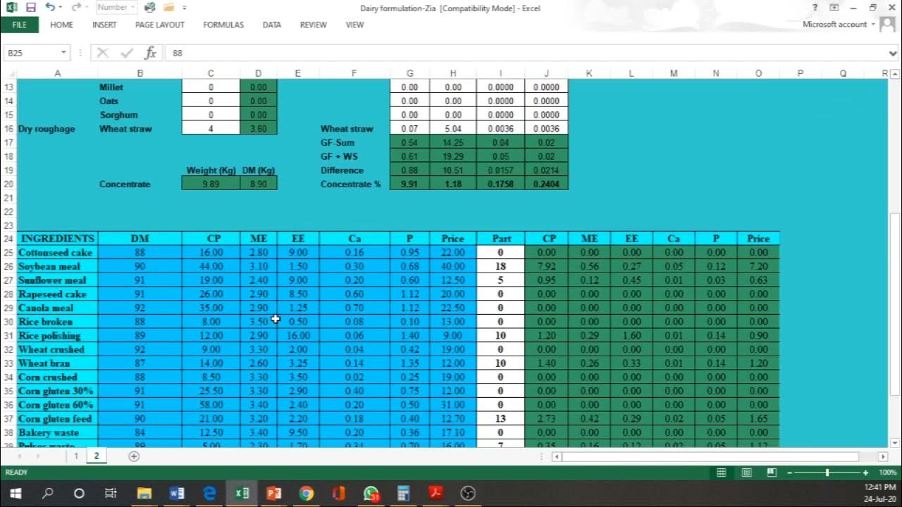 Practical -13-Feed Formulation by using Excel Sheet (Brief) - YouTube